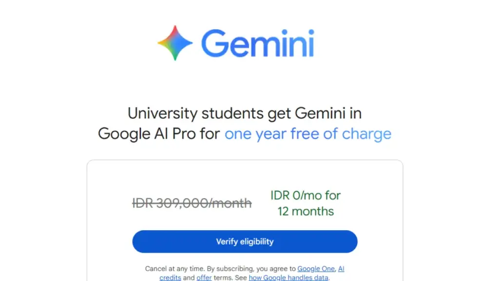 Google Beri Akses Gemini Pro Gratis Setahun untuk Mahasiswa