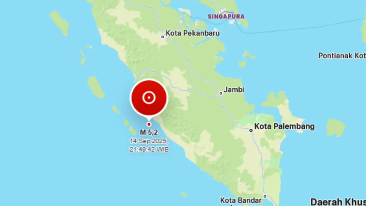 Gempa Magnitudo 5,2 Guncang Mukomuko Bengkulu Hari Ini