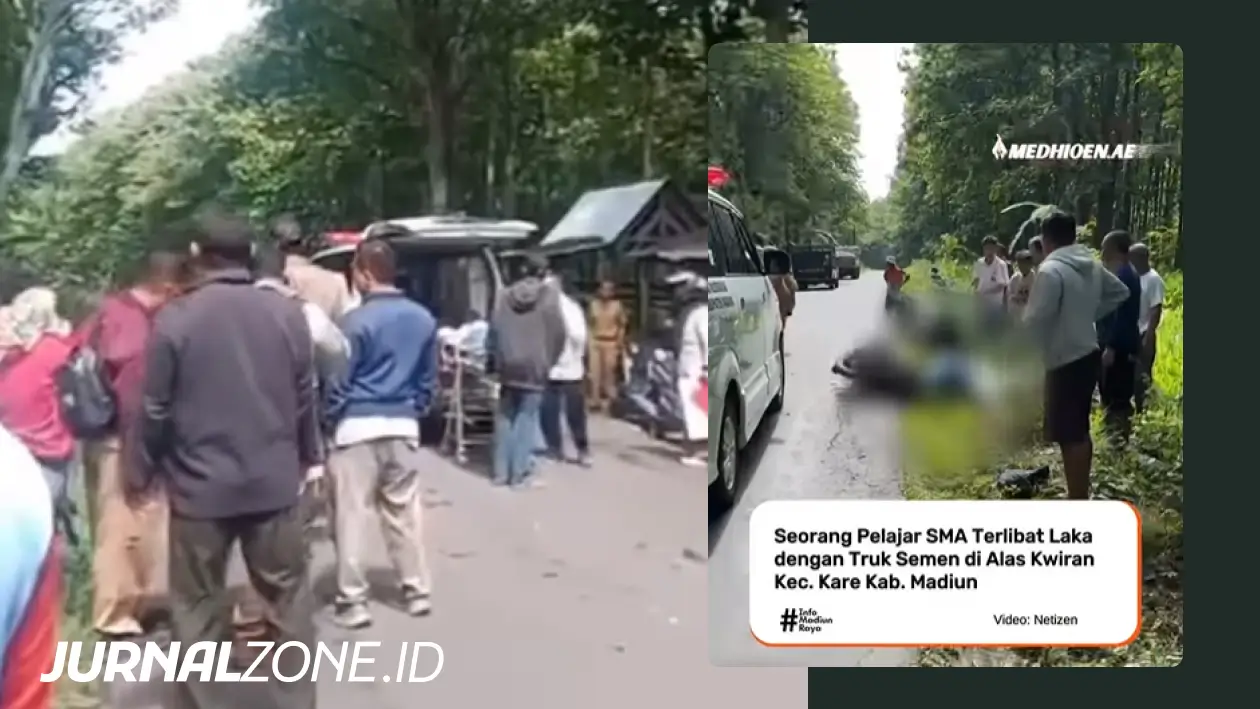 Pelajar SMA Terlibat Kecelakaan Lawan Truk Semen di Kec. Kare Madiun